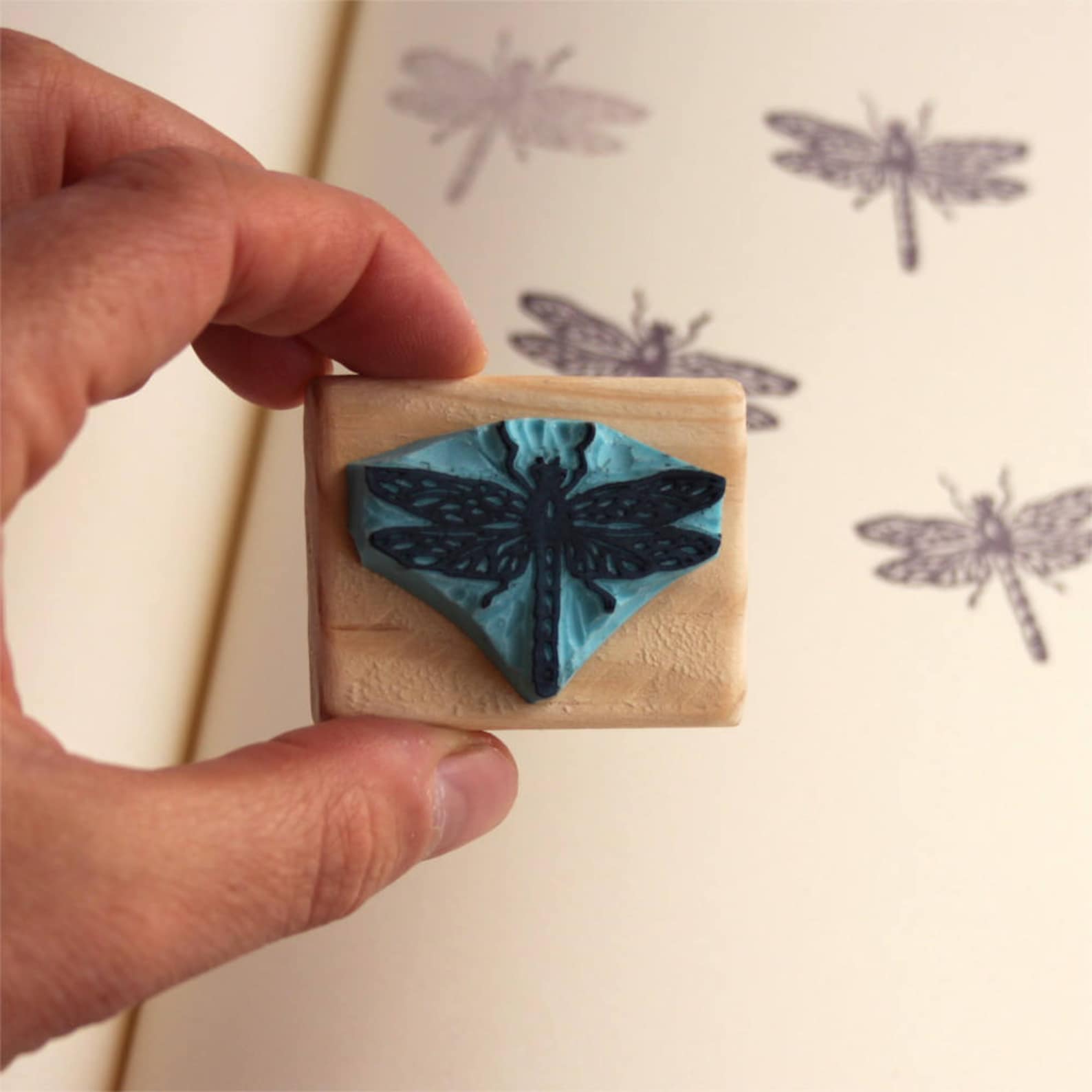 Dragonfly Stamp, Hand Carved, Wood Mounted - Etsy