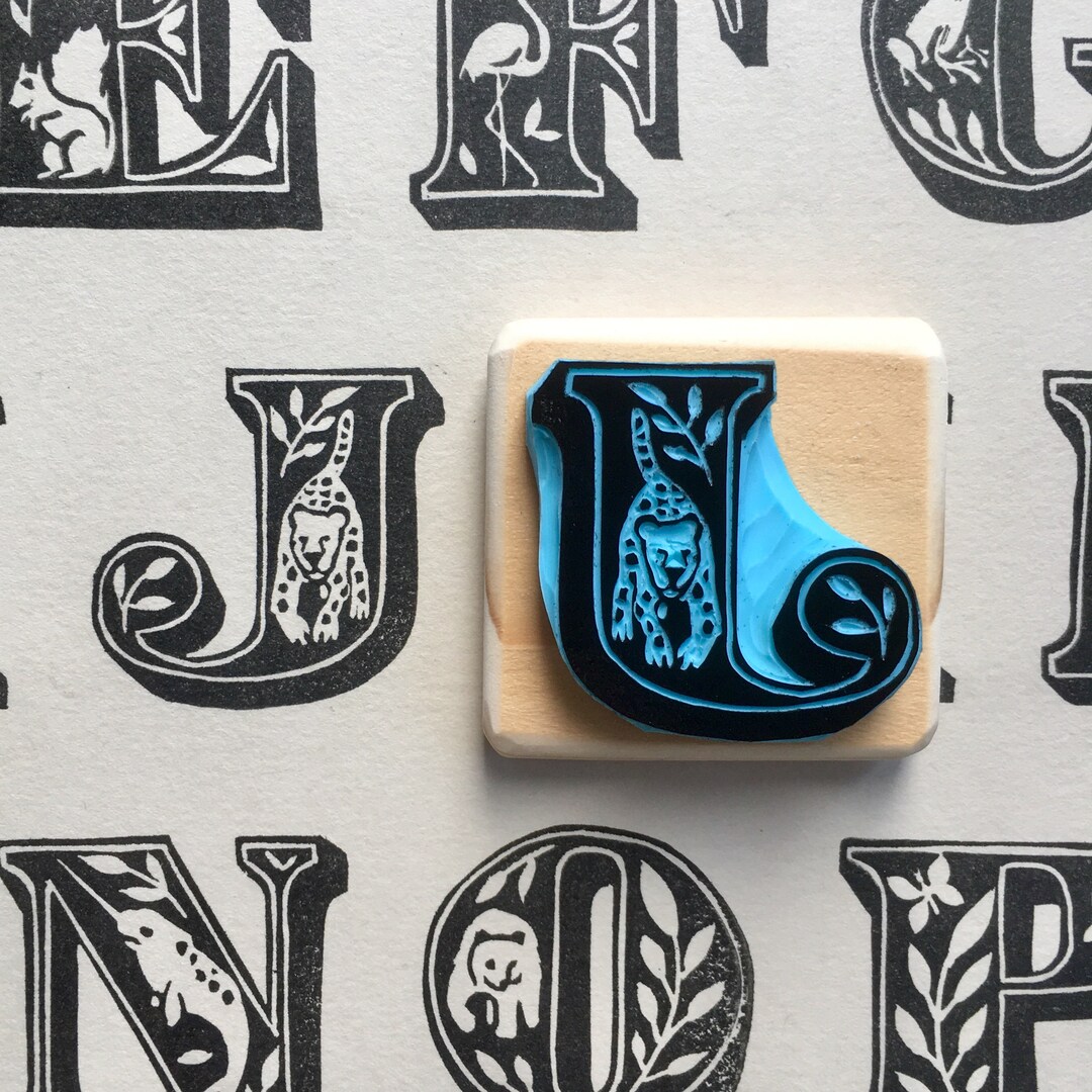 J Letter Rubber Stamp "j for Jaguar", Lettering, Hand Carved, Wood ...