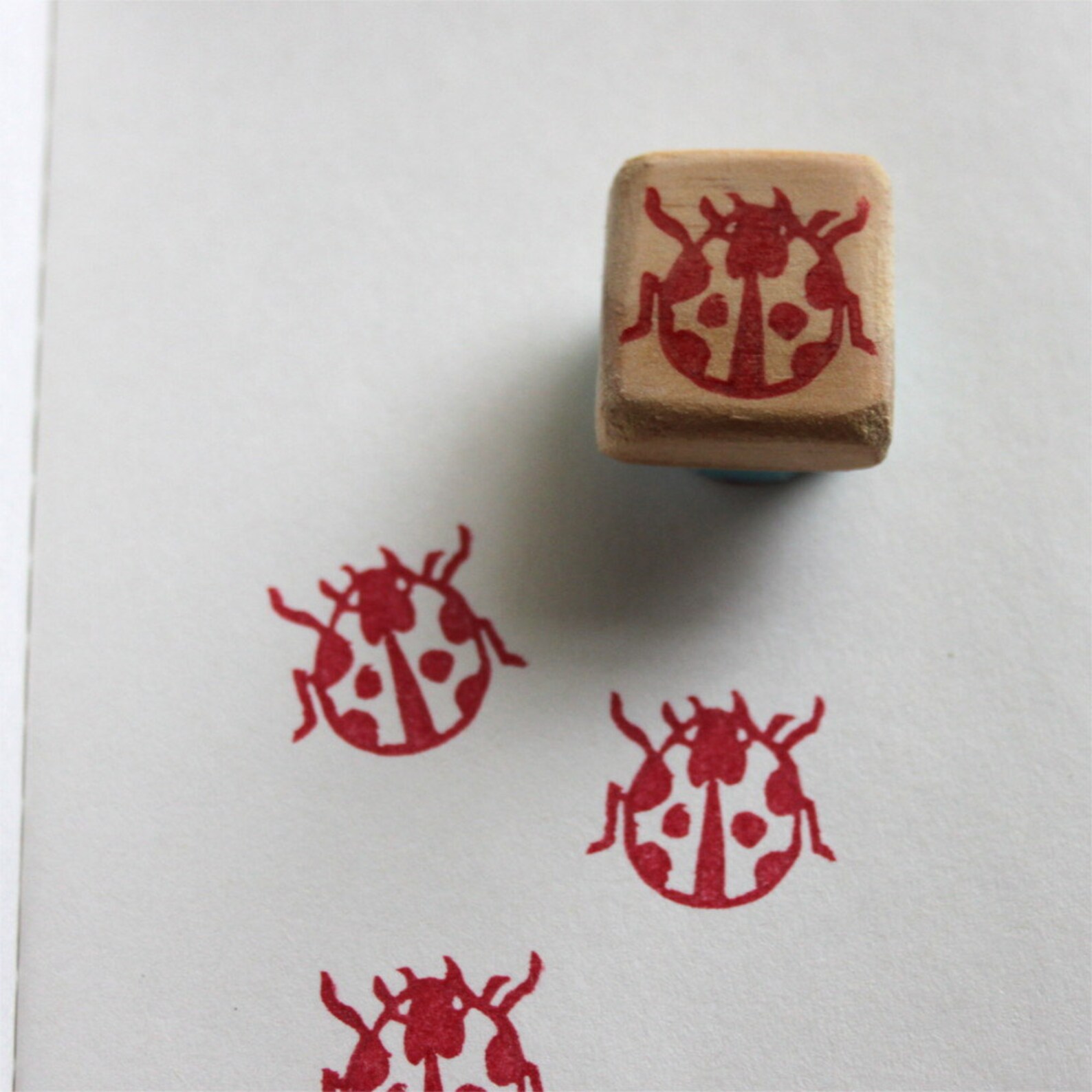Ladybug Mini Rubber Stamp Hand Carved Wood Mounted - Etsy