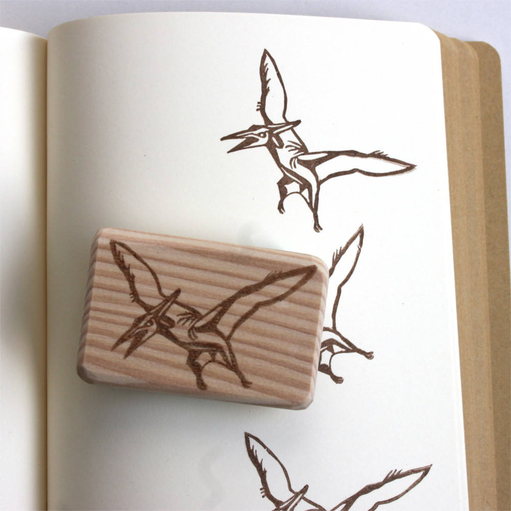 Dinosaur Rubber Stamp Pteranodon Hand Carved Wood Mounted | Etsy