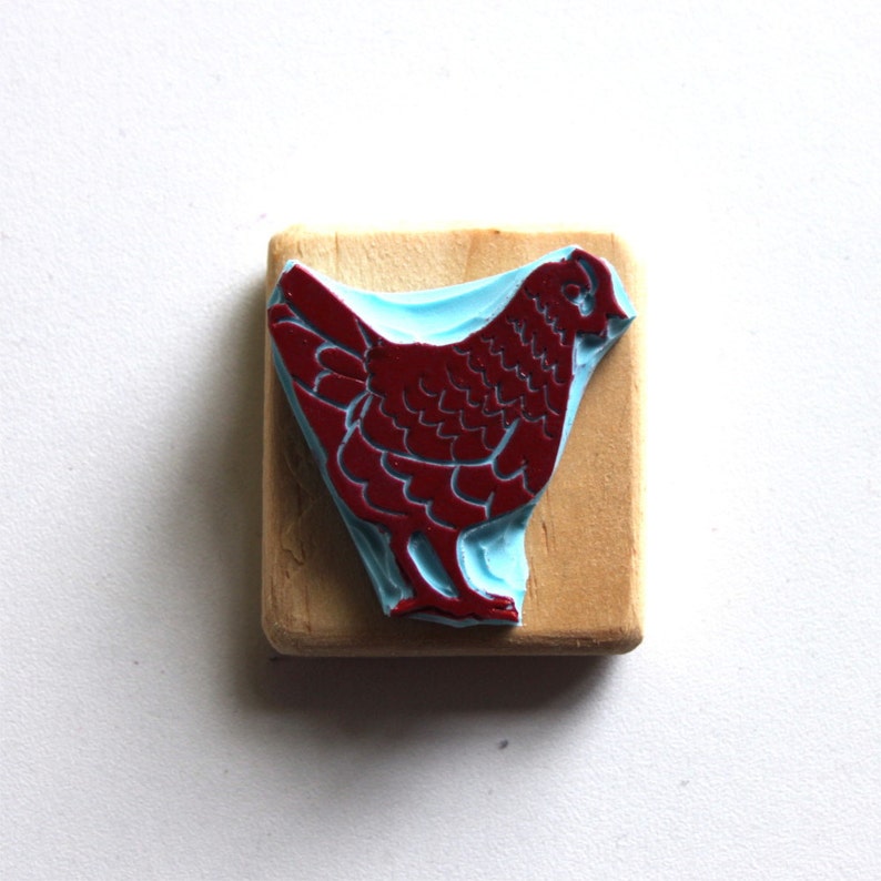 Hen Stamp Hand Carved Wood Mounted - Etsy