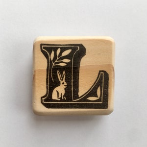 L Letter Rubber Stamp l for Lapin, Lettering, Hand Carved, Wood Mounted ...