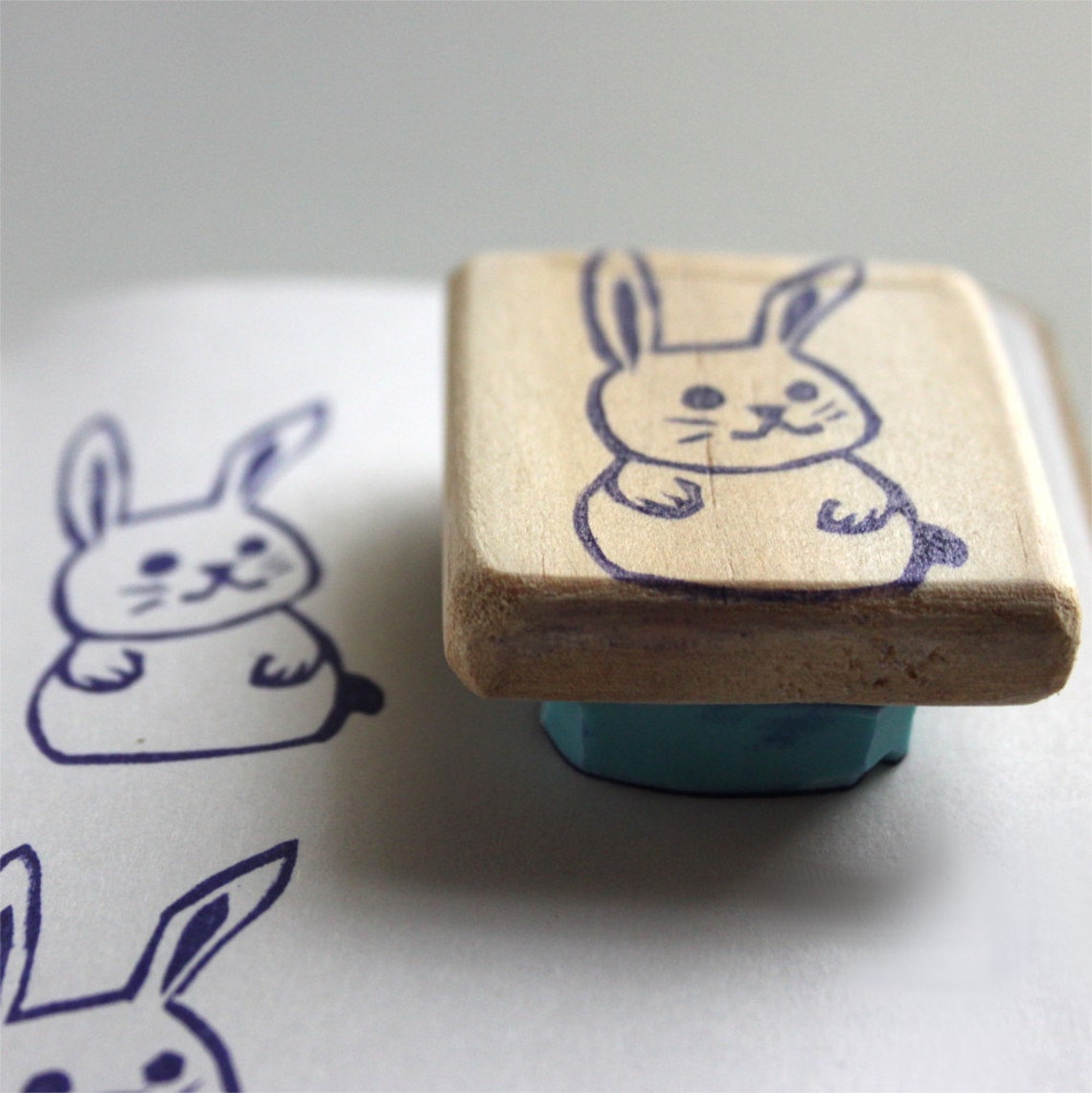 Funny Rabbit Stamp Hand Carved Wood Mounted - Etsy