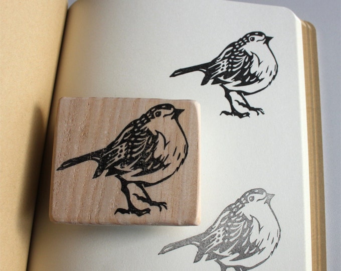 Robin Redbreast Stamp, Hand Carved, Wood Mounted, Bird Stamp - Etsy