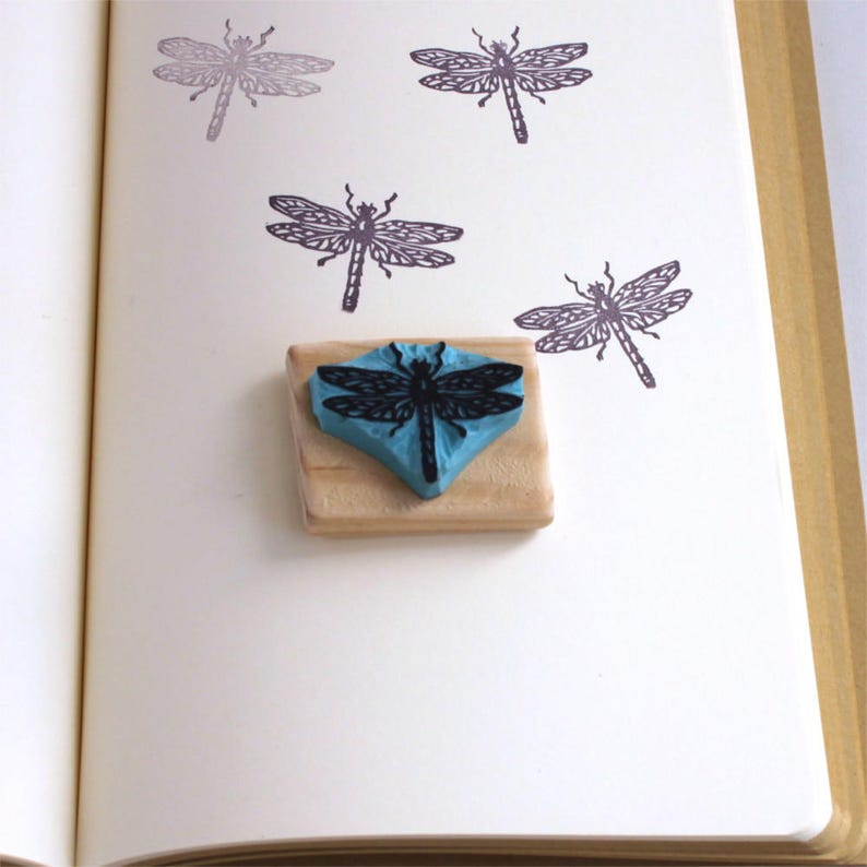 Dragonfly Stamp, Hand Carved, Wood Mounted - Etsy
