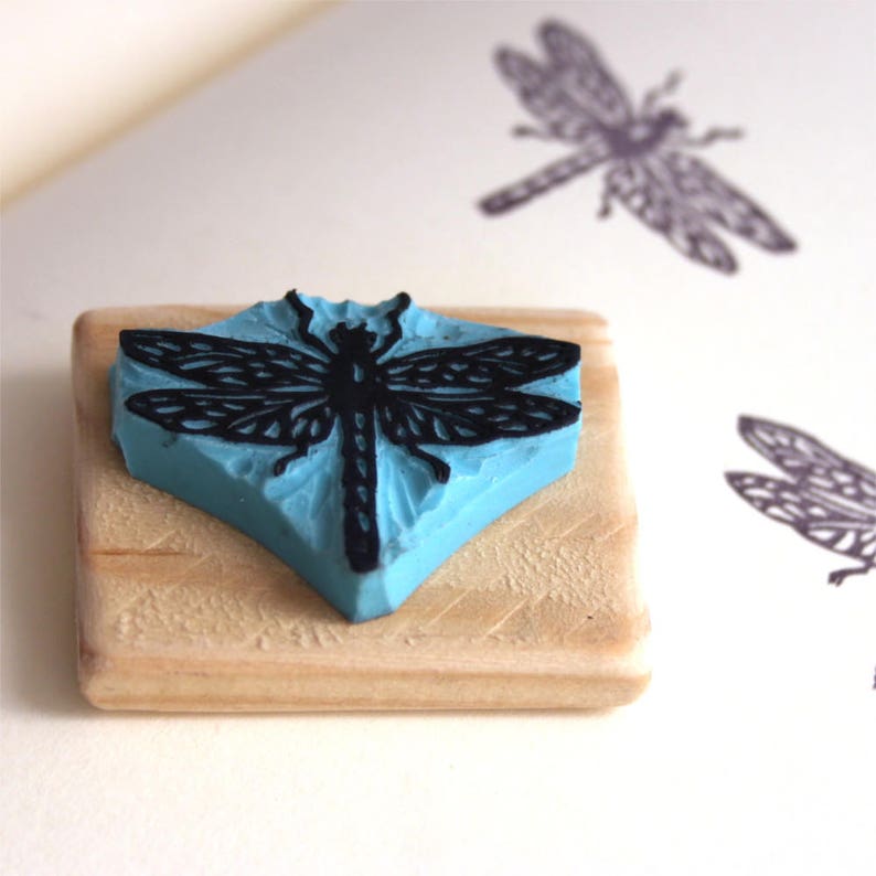 Dragonfly Stamp, Hand Carved, Wood Mounted - Etsy