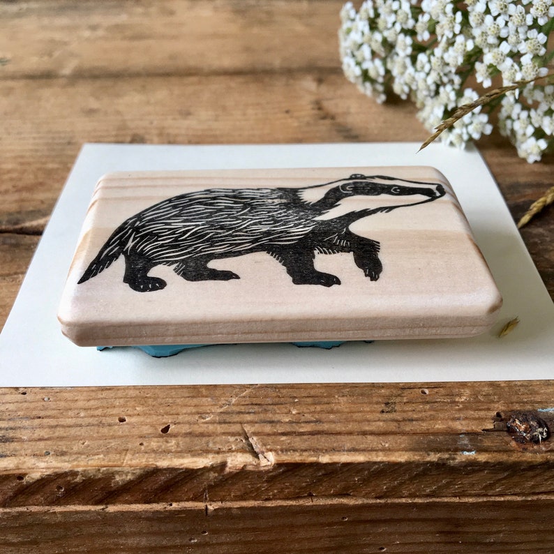 Badger Stamp Hand Carved Wood Mounted - Etsy