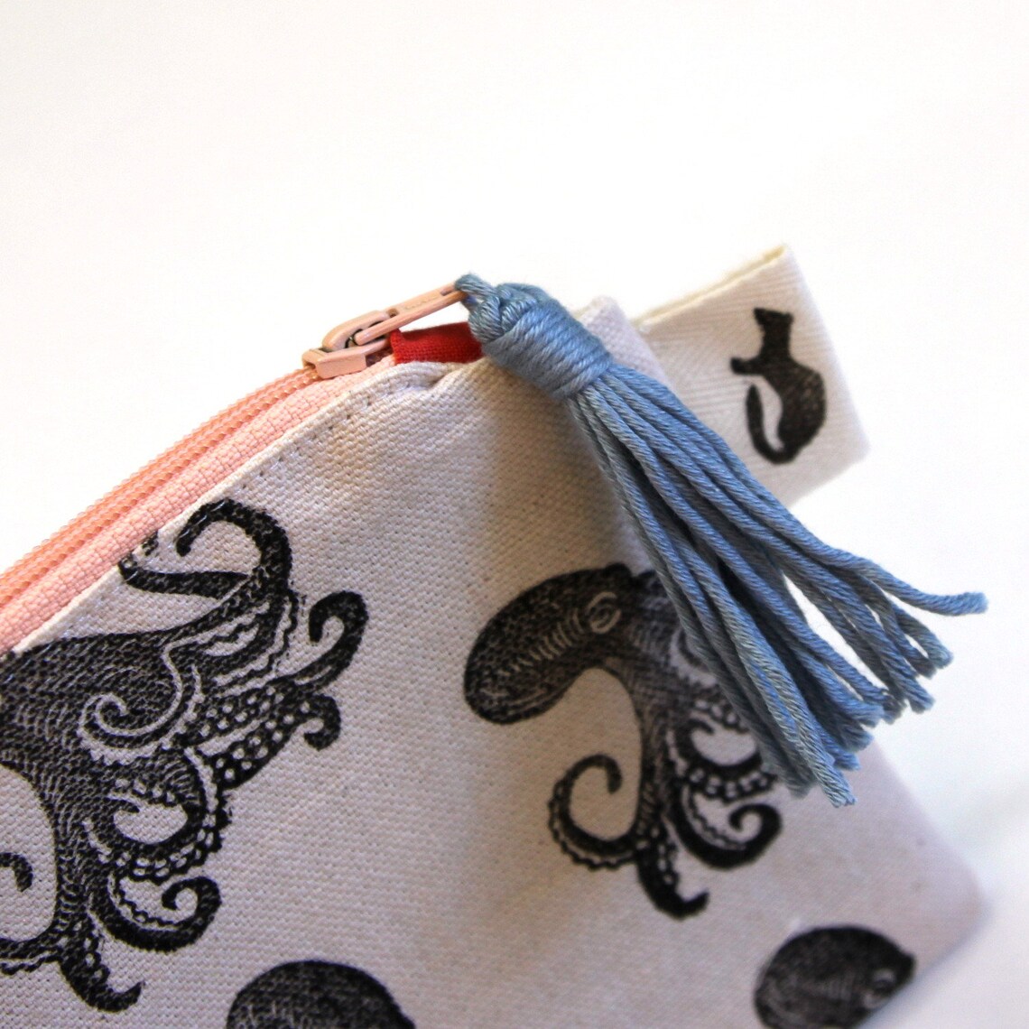 Octopus Little Pencil Case Block Printing Handmade | Etsy