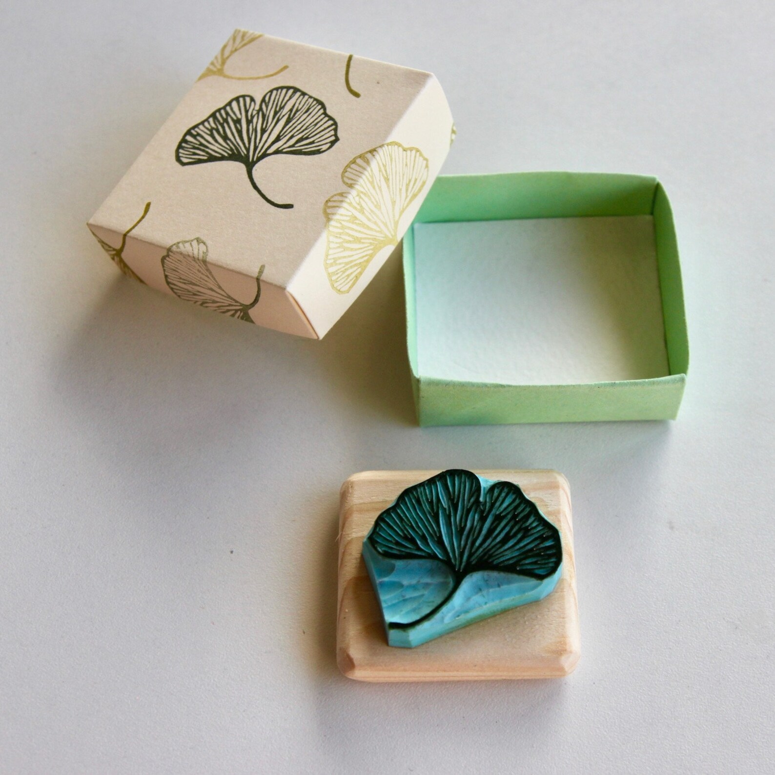 Ginkgo Leaf Stamp, Hand Carved, Wood Mounted - Etsy