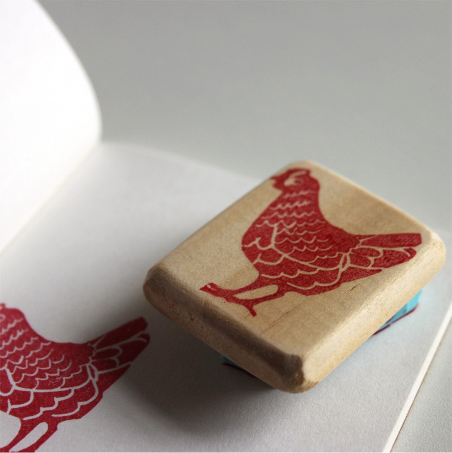Hen Stamp Hand Carved Wood Mounted - Etsy