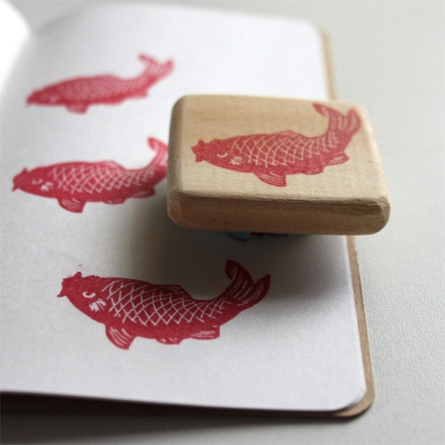 Japanese Wave Tiny Stamp Hand Carved Wood Mounted | Etsy