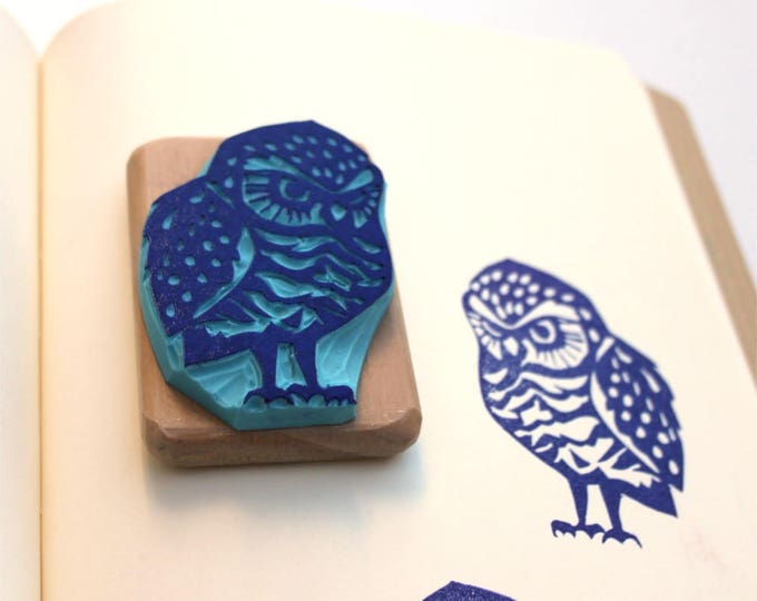 Grumpy Owl Rubber Stamp, Hand Carved, Wood Mounted - Etsy