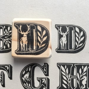 D Letter Rubber Stamp d for Deer, Lettering, Hand Carved, Wood Mounted ...