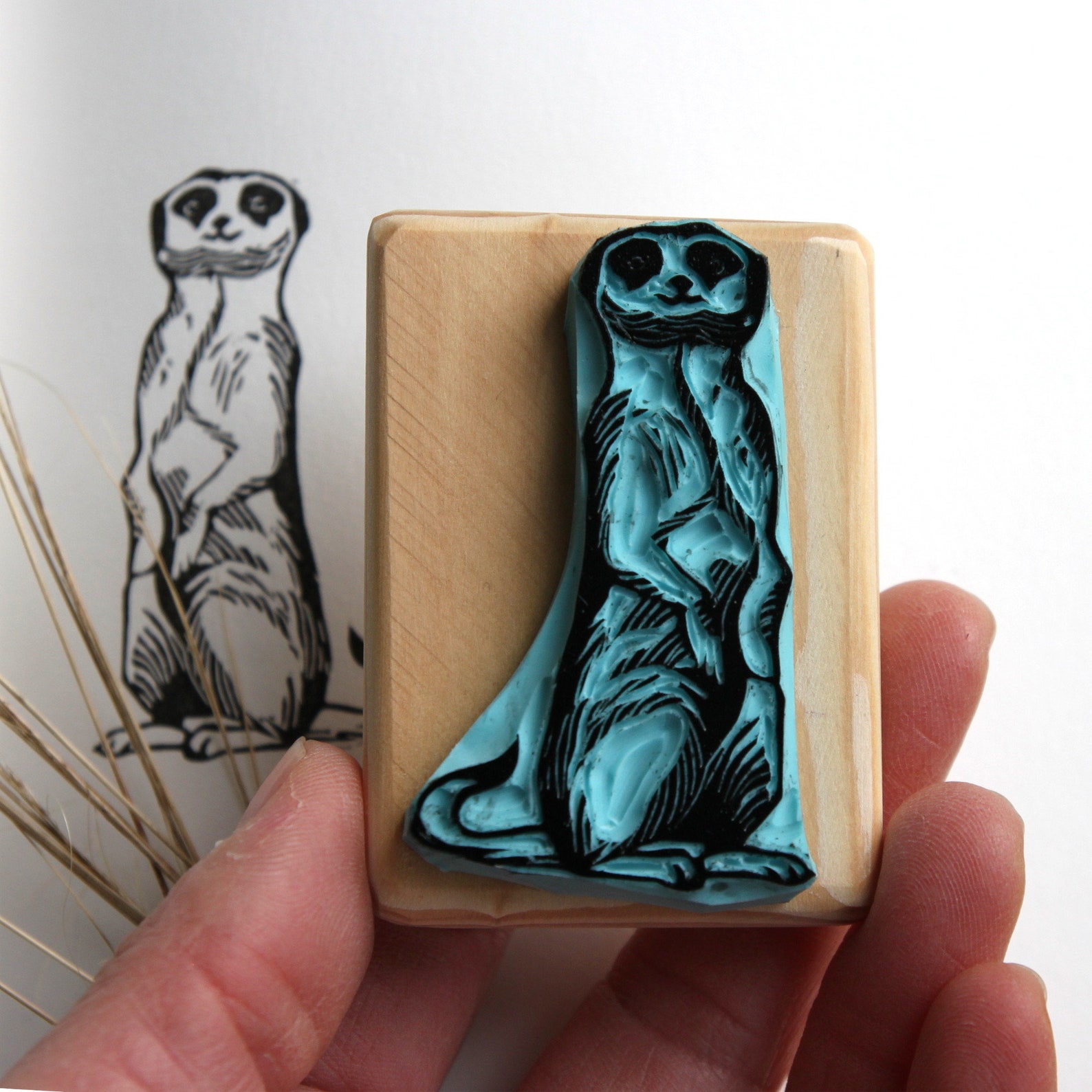 Meerkat Stamp, Hand Carved, Wood Mounted - Etsy