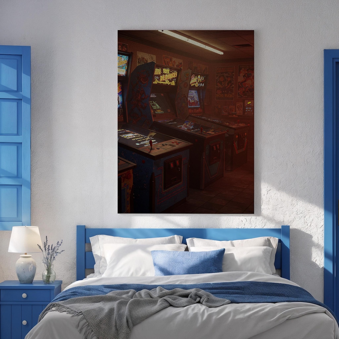 Retro Arcade Wall Art, 80s Gaming Room Decor, Vintage Video Game Poster ...