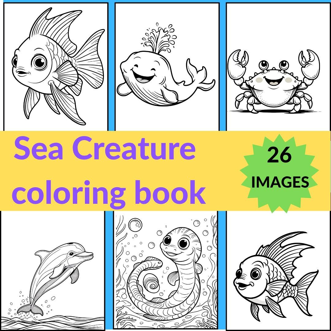 A to Z Sea Creature Coloring Book for Kids | Ocean Creatures Cartoon ...