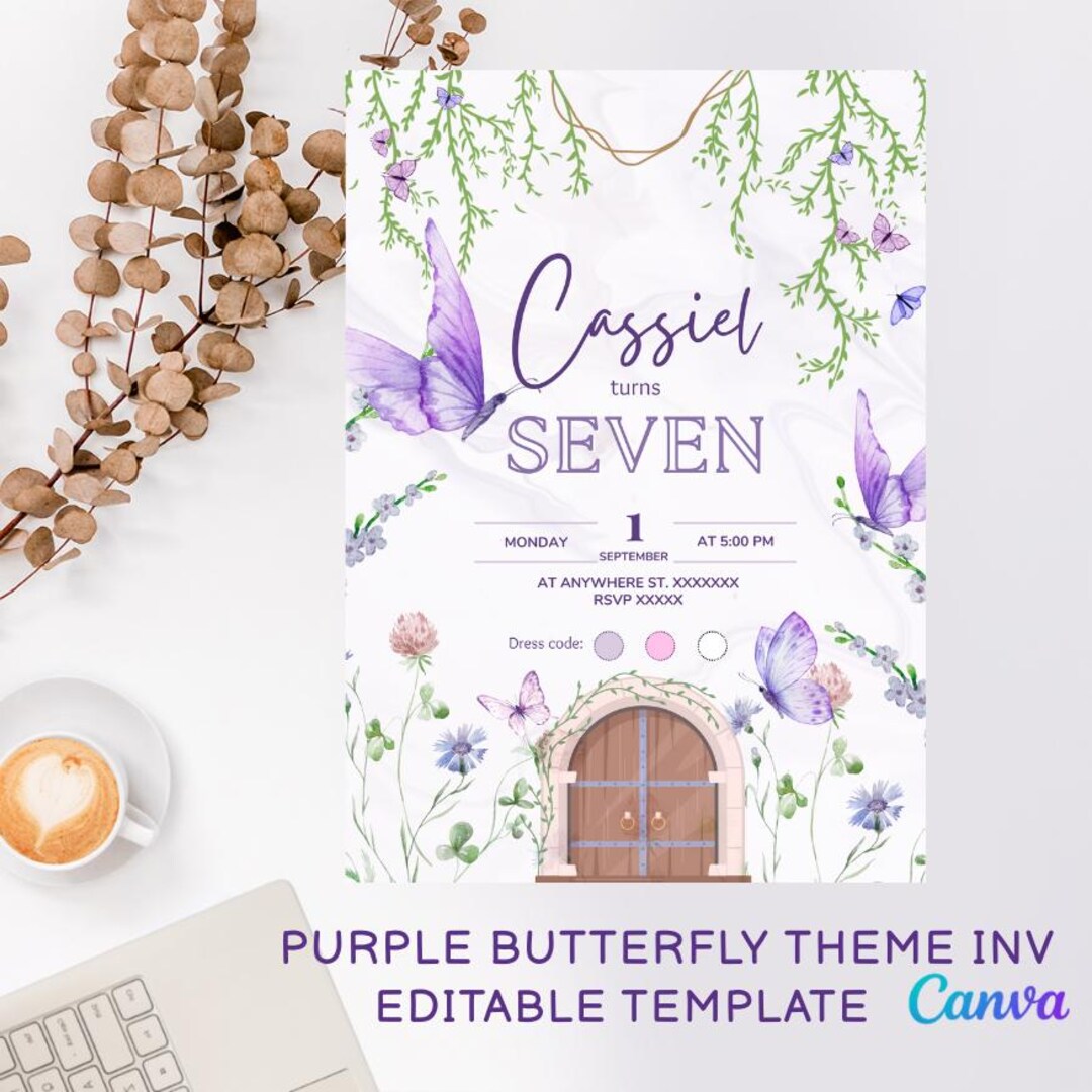 Purple Butterfly Theme Invitation Good for Debut and Birthdays ...