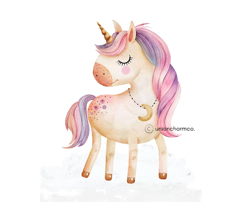 Unicorn Nursery Wall Art Set | Pastel Watercolor Prints (digital ...
