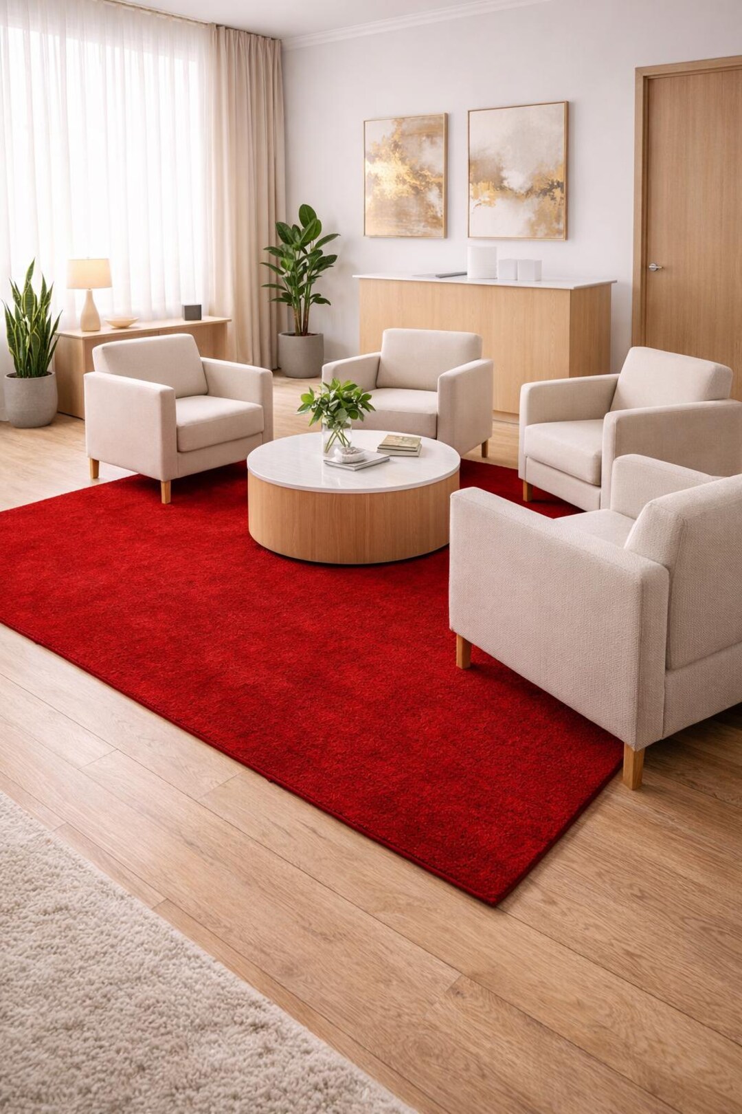 Solid Red Area Rug, Handmade Tufted Rug, Luxury Red Carpet, Modern ...