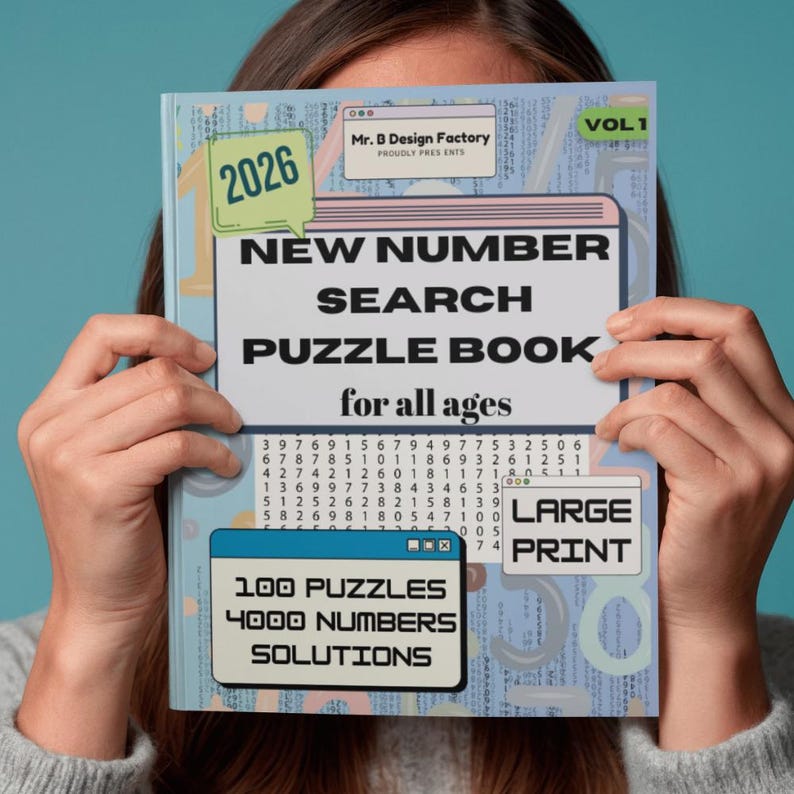 Number Search Puzzle Book Printable | Large Print 100 Puzzles | 2026 ...