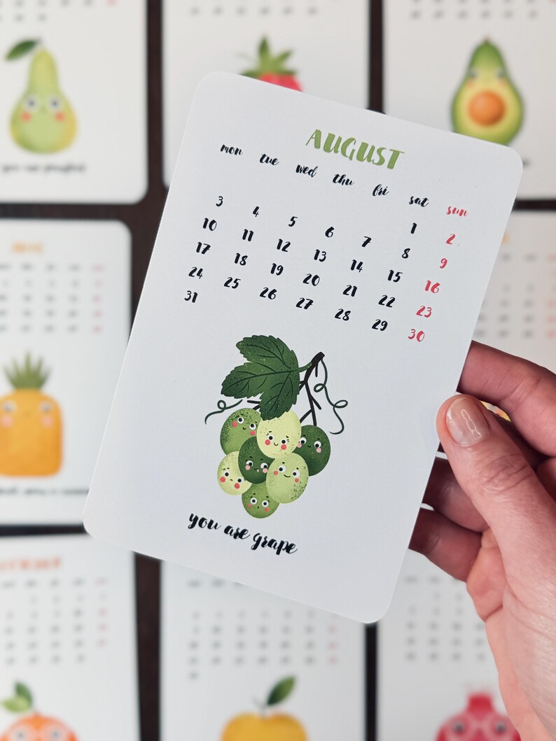 2026 Happy Fruits Mini Desk Calendar With Wooden Stand - Etsy