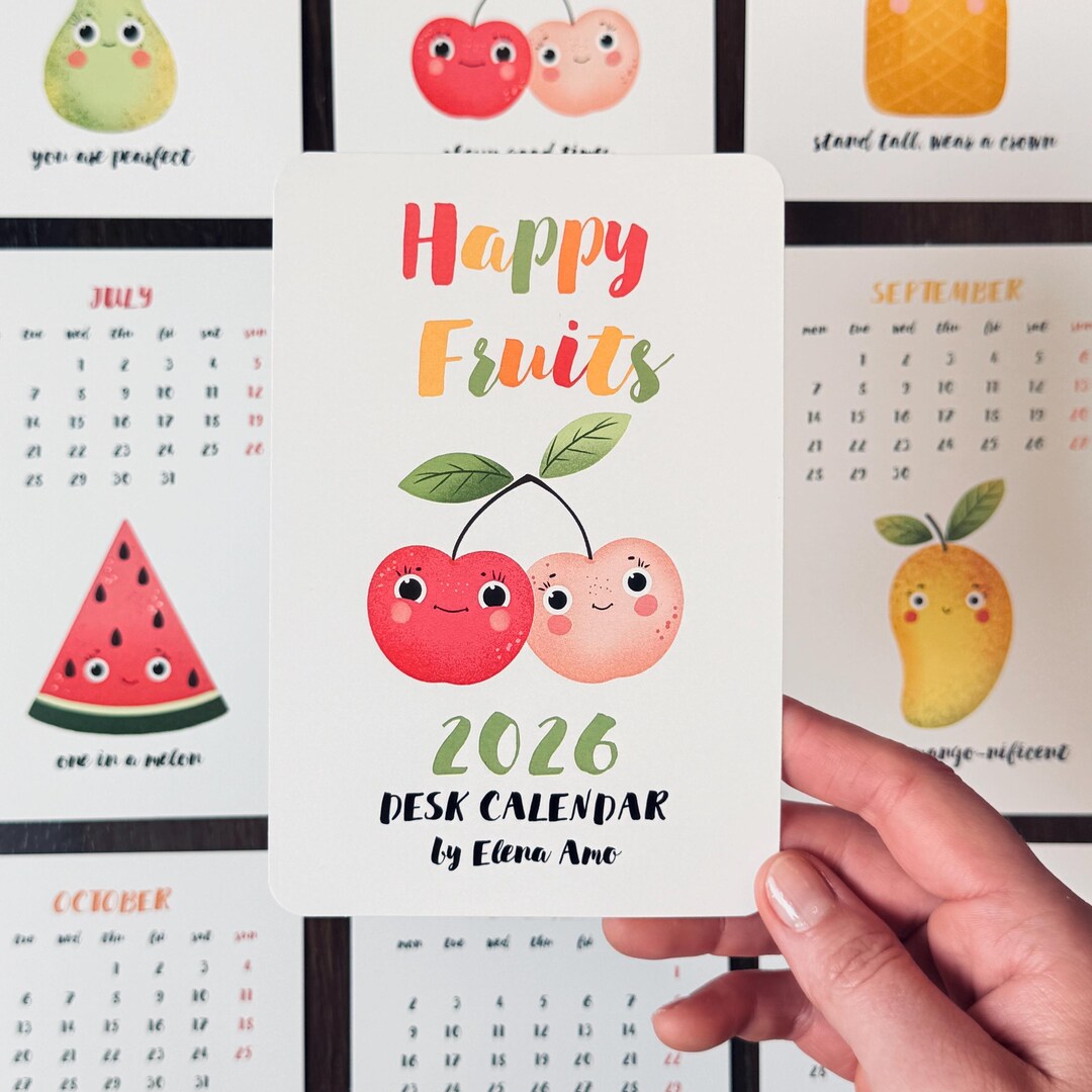 2026 Fruits & Berries Mini Desk Calendar With Wooden Stand-monday START ...