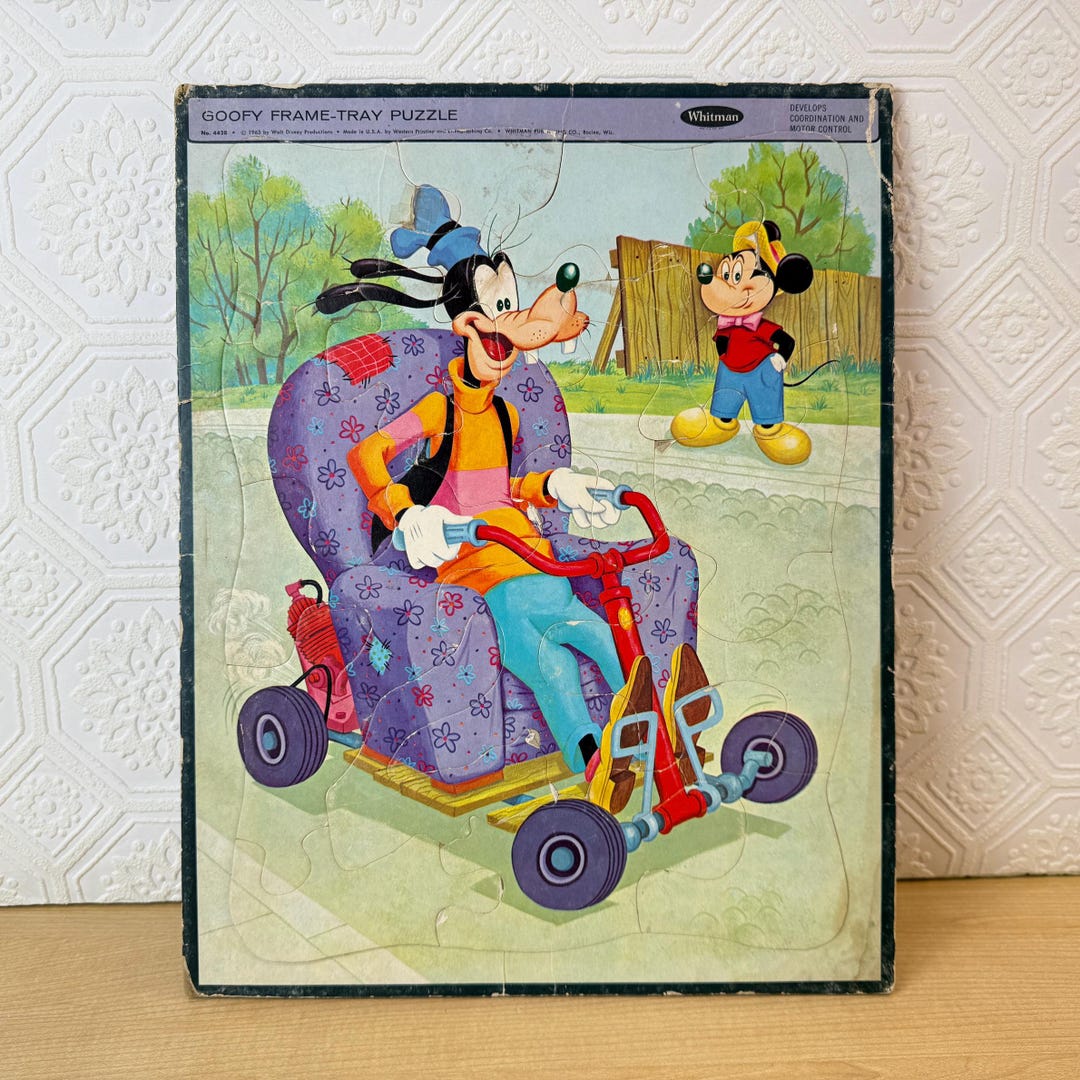 Vintage Whitman Goofy & Mickey Frame Tray Puzzle — 1960s Disney Puzzle ...