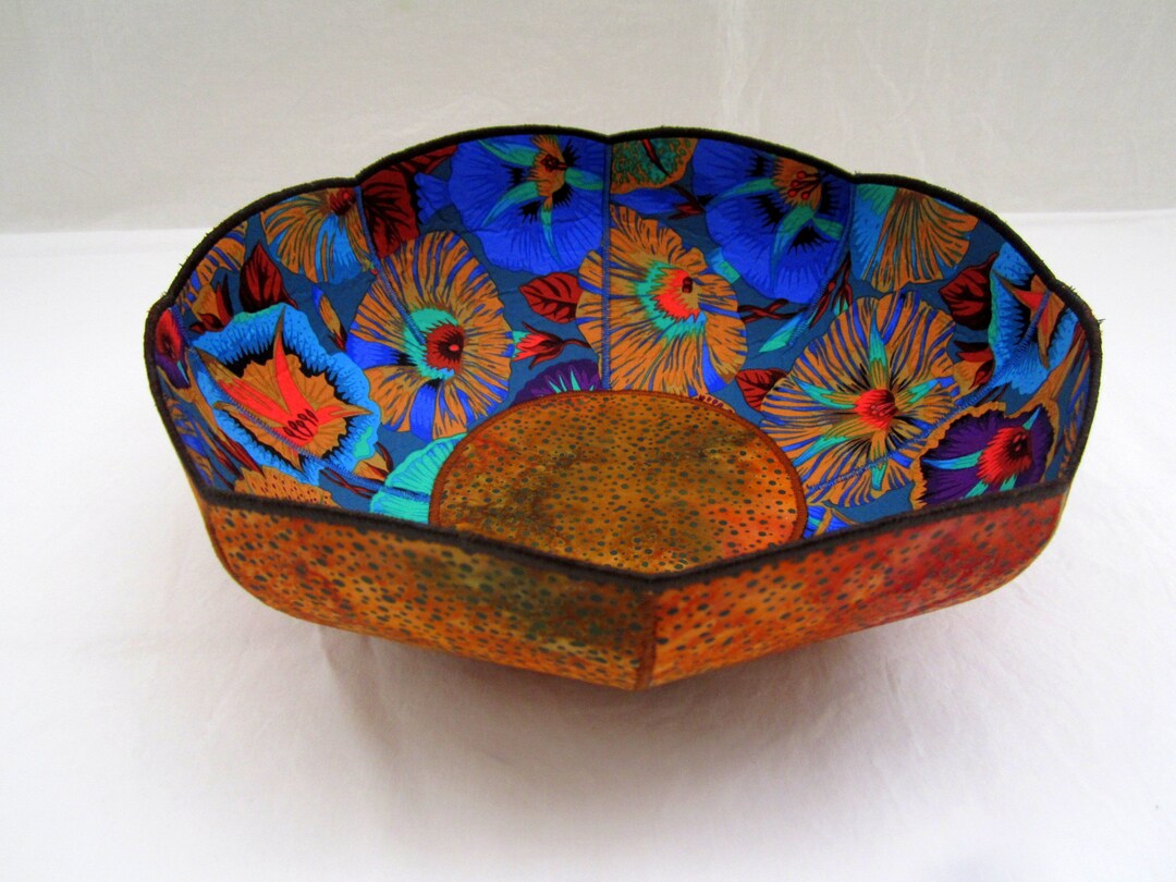 Variegated Morning Glory Fabric Bowl Gold Blue-violet Philip Jacobs ...