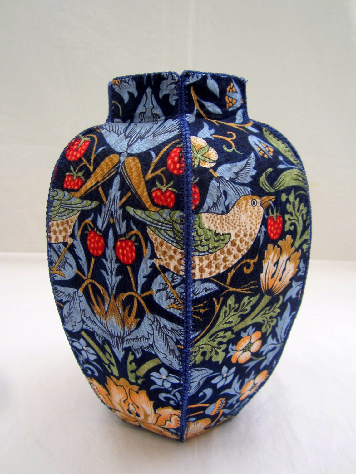 Strawberry Thief Fabric Ginger Jar Vase Dark Blue William Morris - Etsy