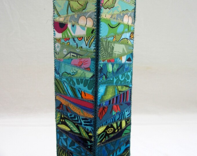 Mountain Stream Mosaic Tall Fabric Vase Yellow Turquoise Green - Etsy