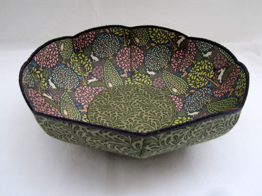 Pastel Forest Fabric Bowl Sage Green Rabbit Owl Squirrel - Etsy