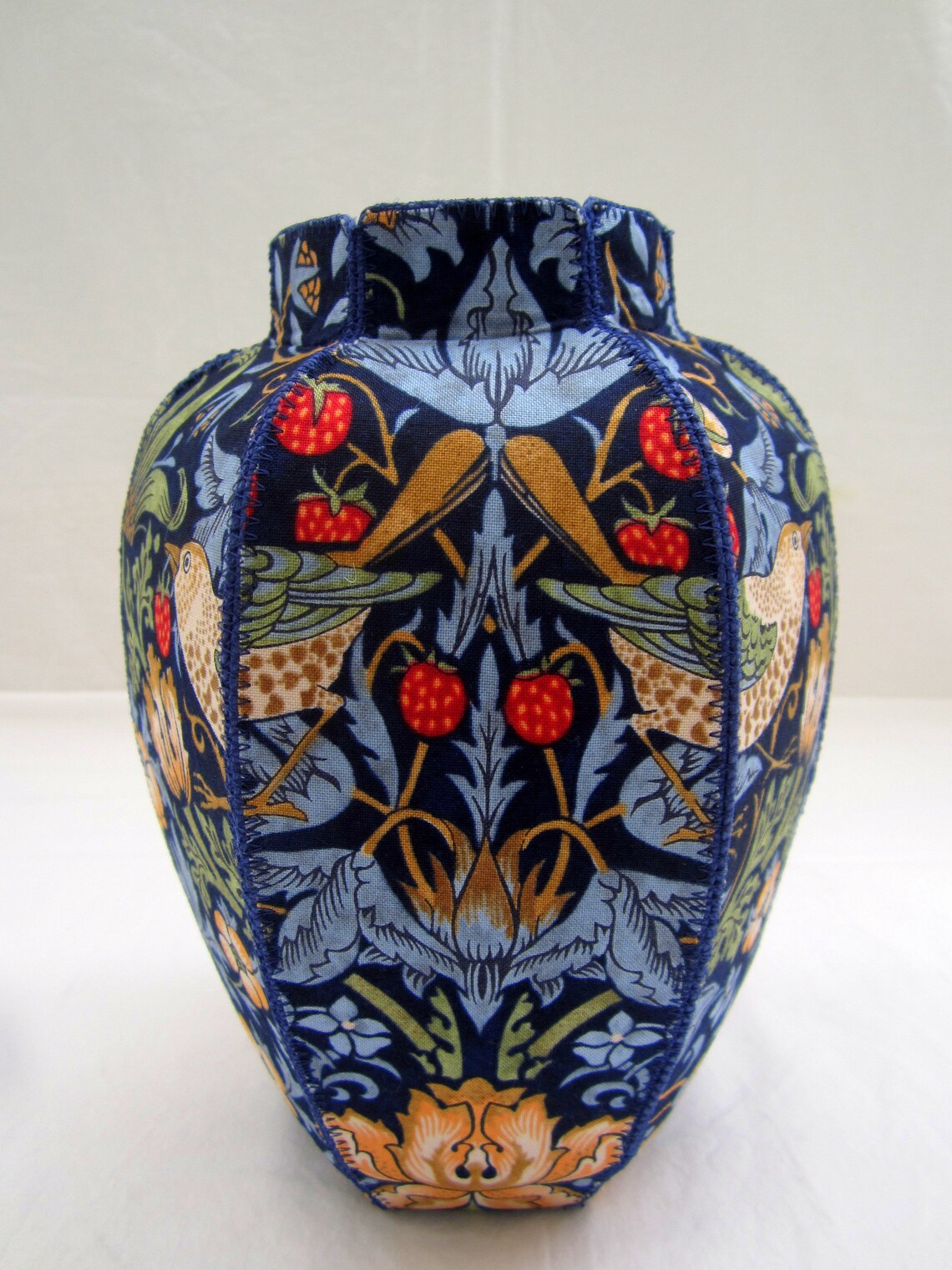 Strawberry Thief Fabric Ginger Jar Vase Dark Blue William Morris - Etsy