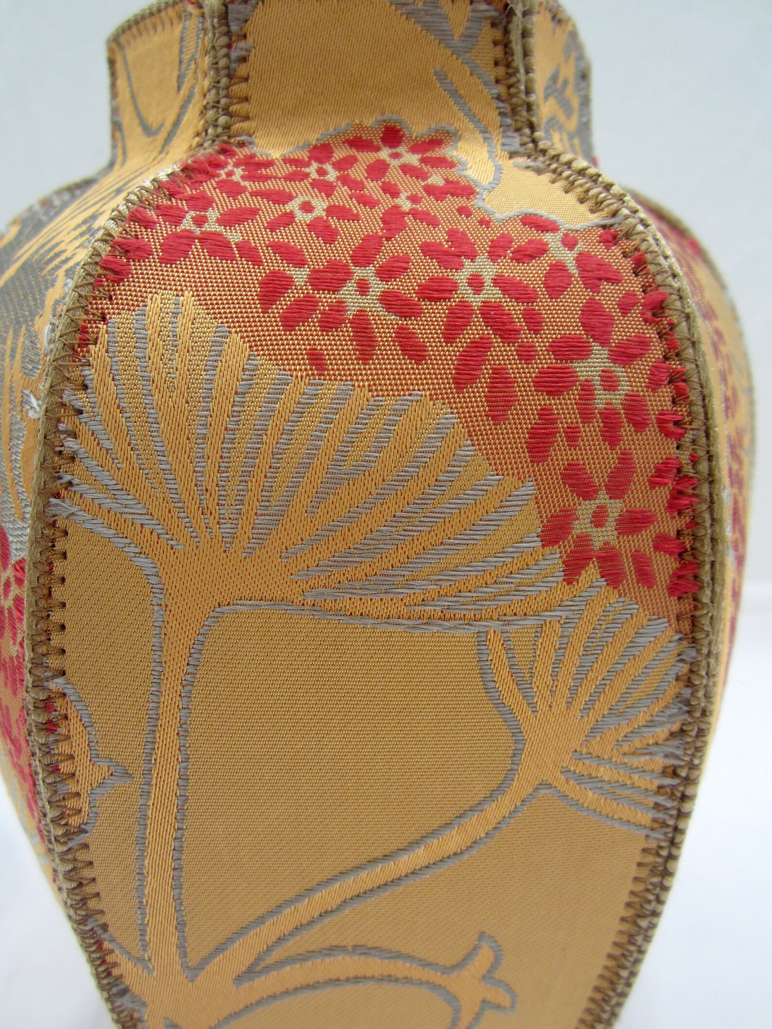 Arts and Crafts Gold Fabric Ginger Jar Vase Silk Brocade | Etsy