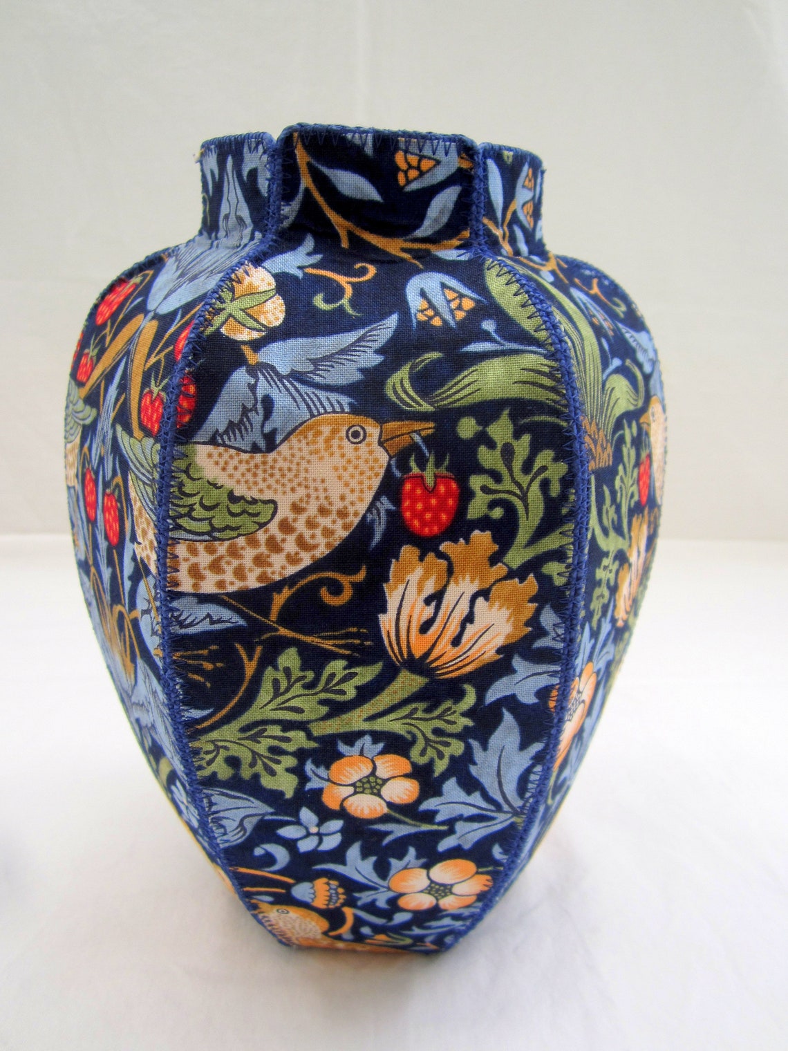 Strawberry Thief Fabric Ginger Jar Vase Dark Blue William Morris - Etsy