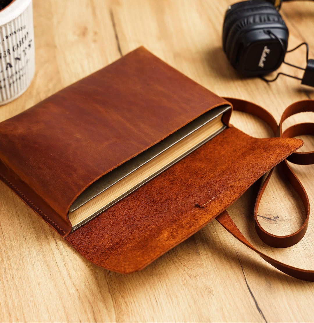 Leather Book Cover Sleeves, Custom Book Sleeve With Initials, Leather ...