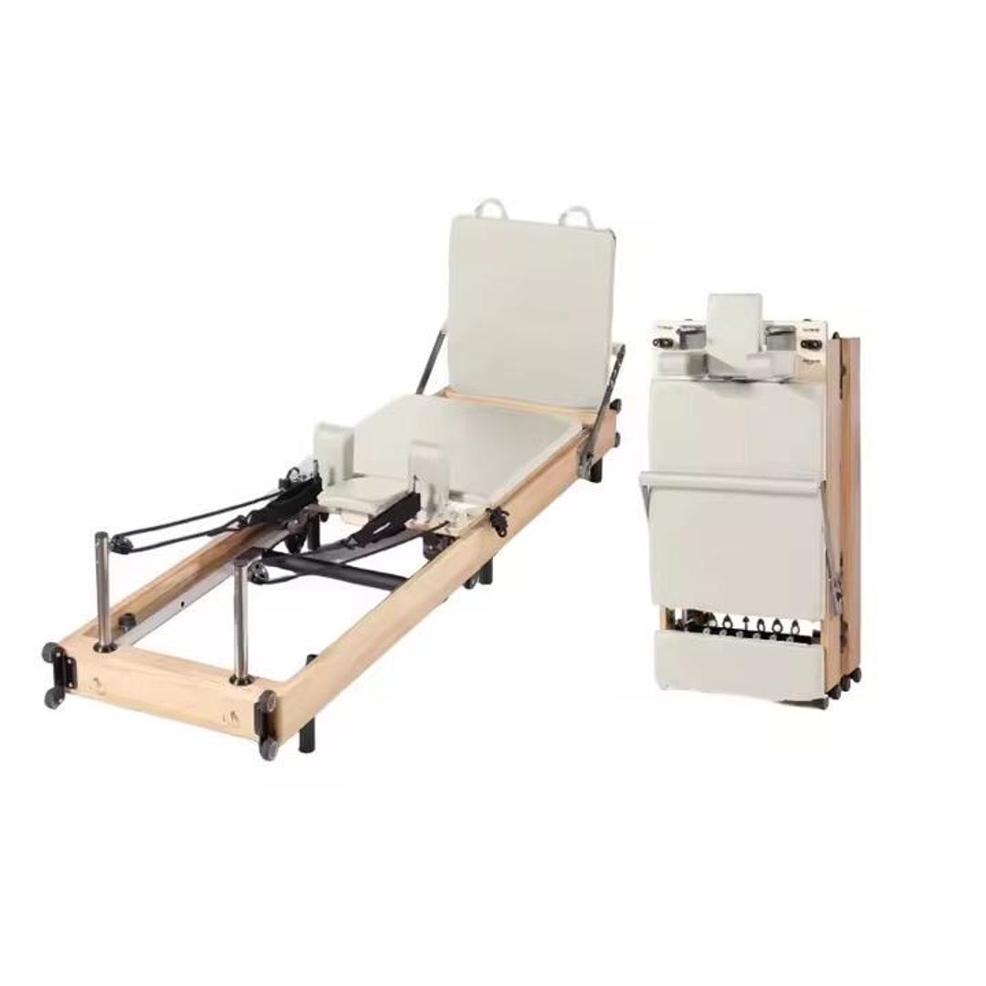 Foldable Pilates Reformer – Studio Grade, Wood Frame, Compact Storage ...