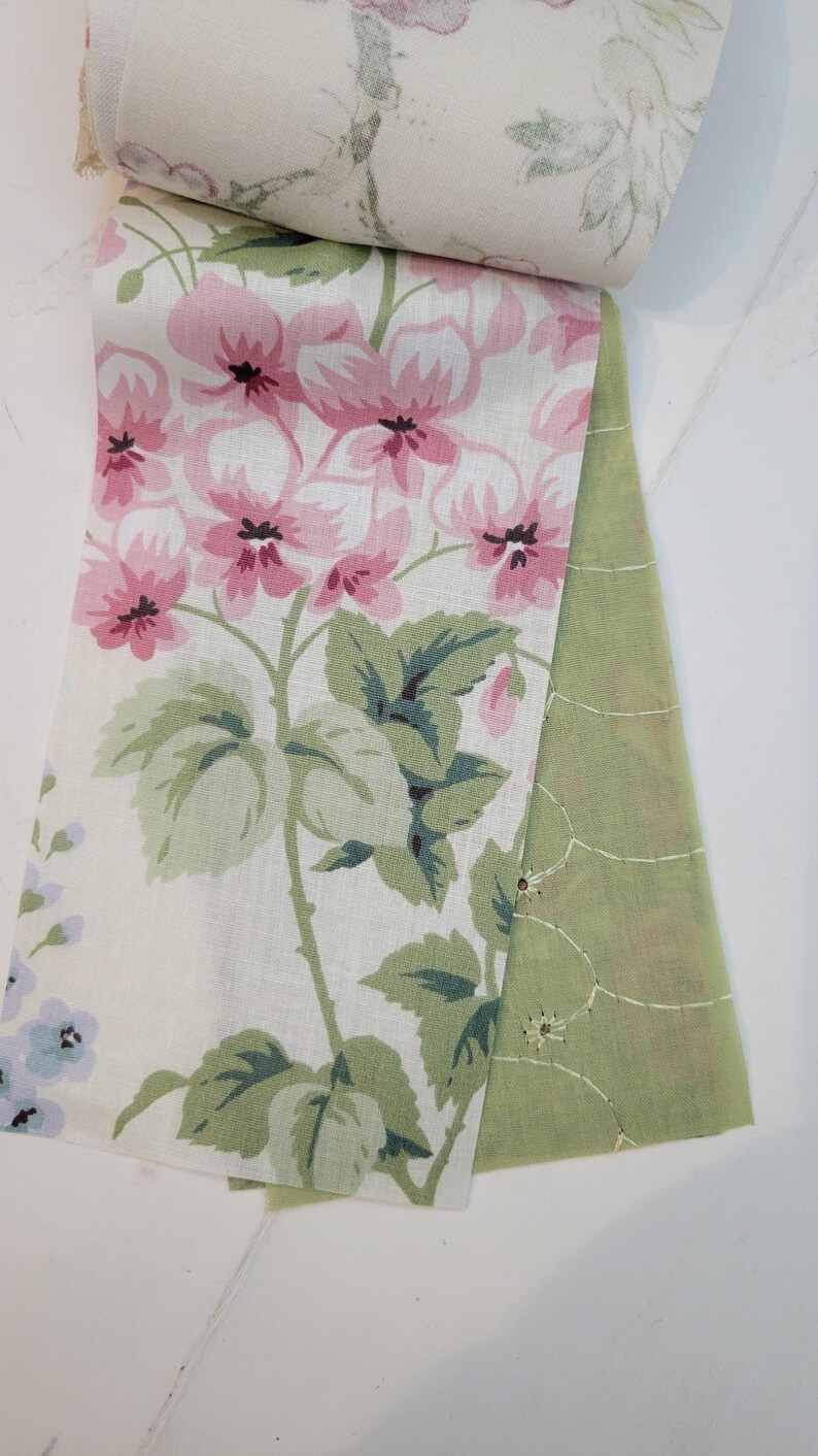 Floral Fabric Sample Bundle – Lace & Seam Binding, Junk Journal Supply ...