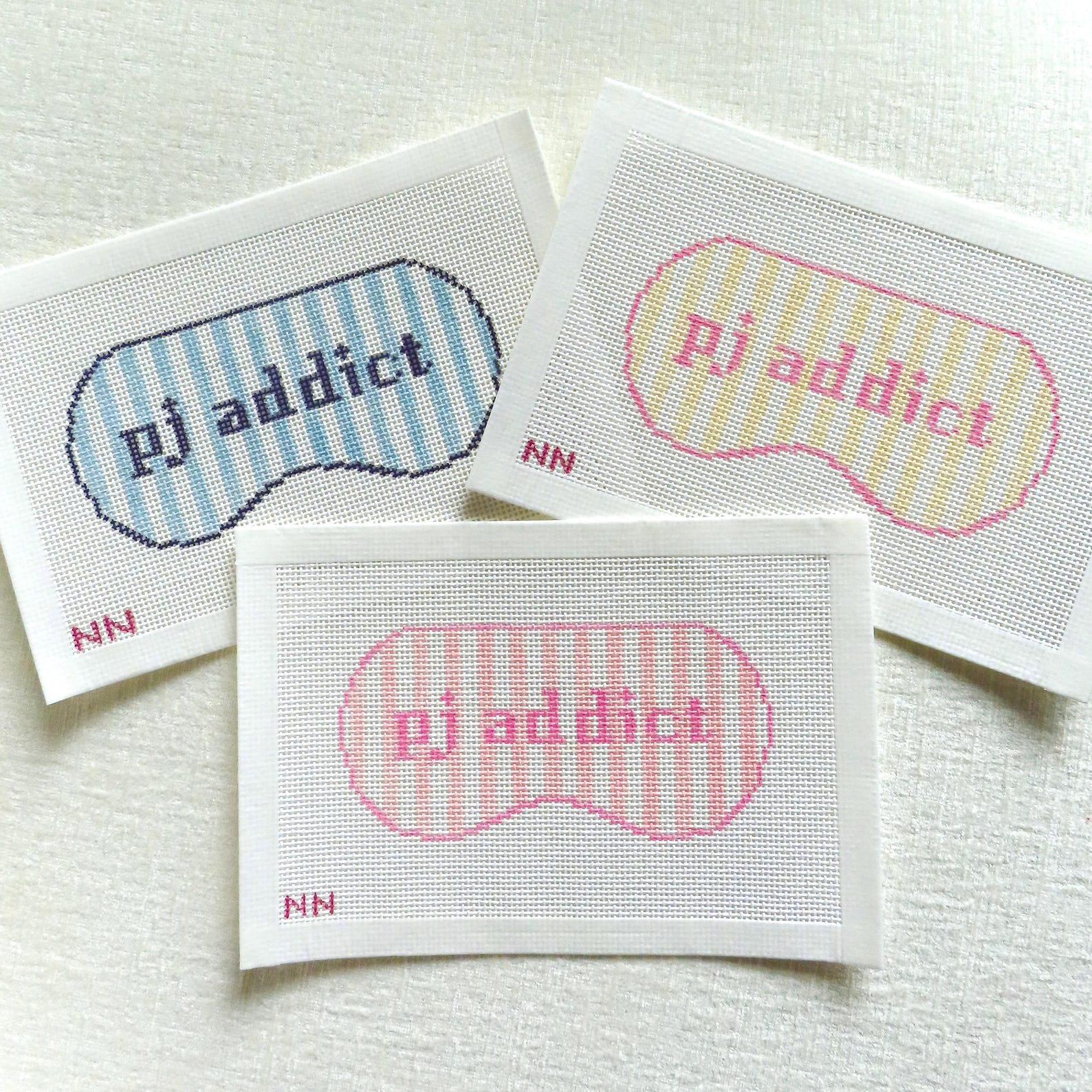 Pj Addict Eye Mask Needlepoint Canvas | Hand Painted on 13 Mesh ...