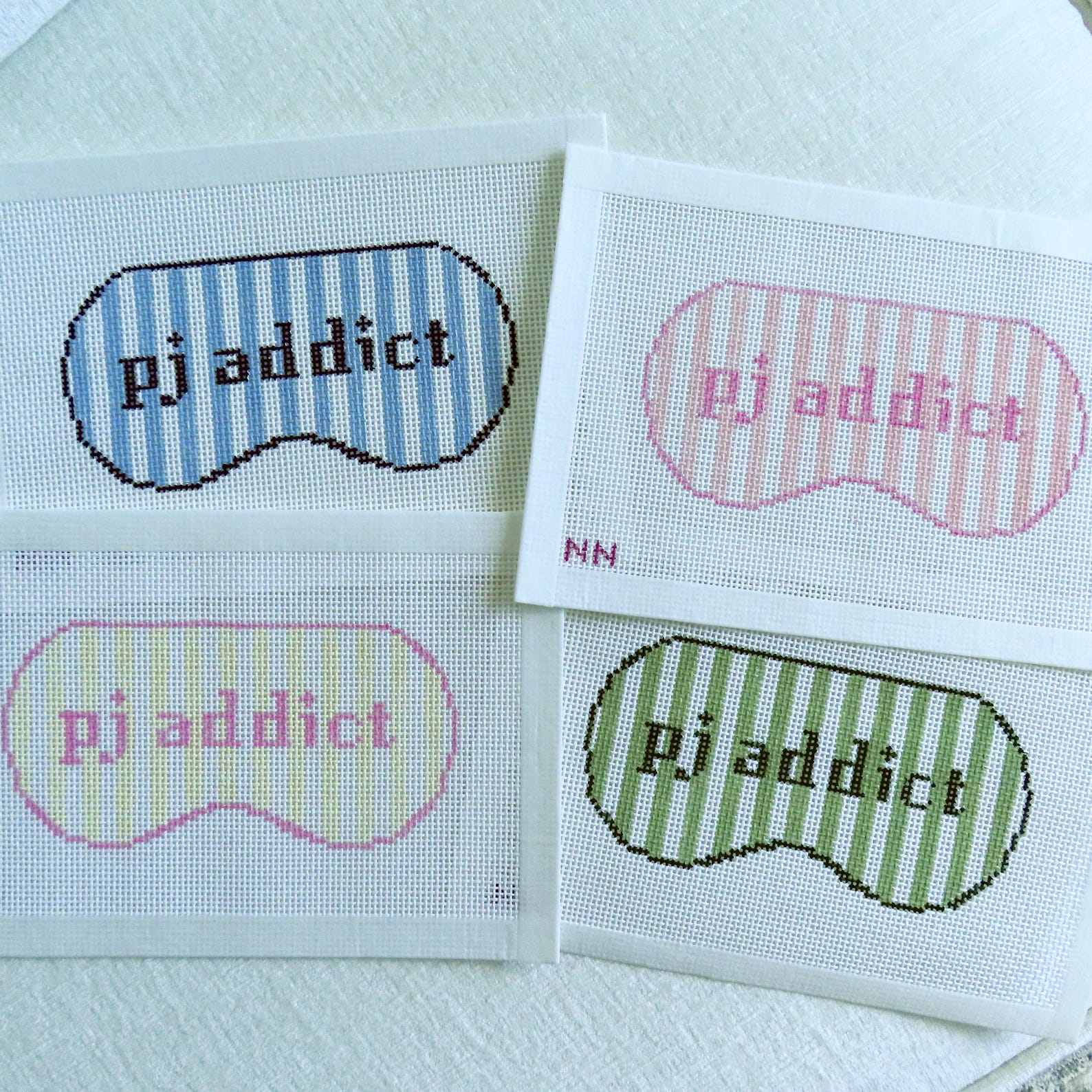 Pj Addict Eye Mask Needlepoint Canvas | Hand Painted on 13 Mesh ...