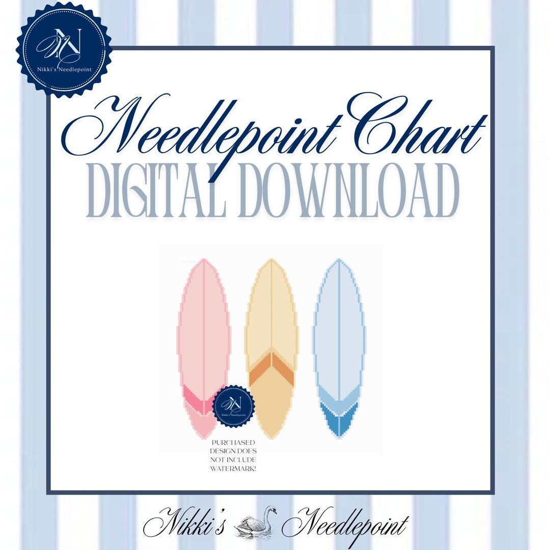 Surfboard | Needlepoint Pattern | 13 Mesh Chart | Digital Chart PDF ...