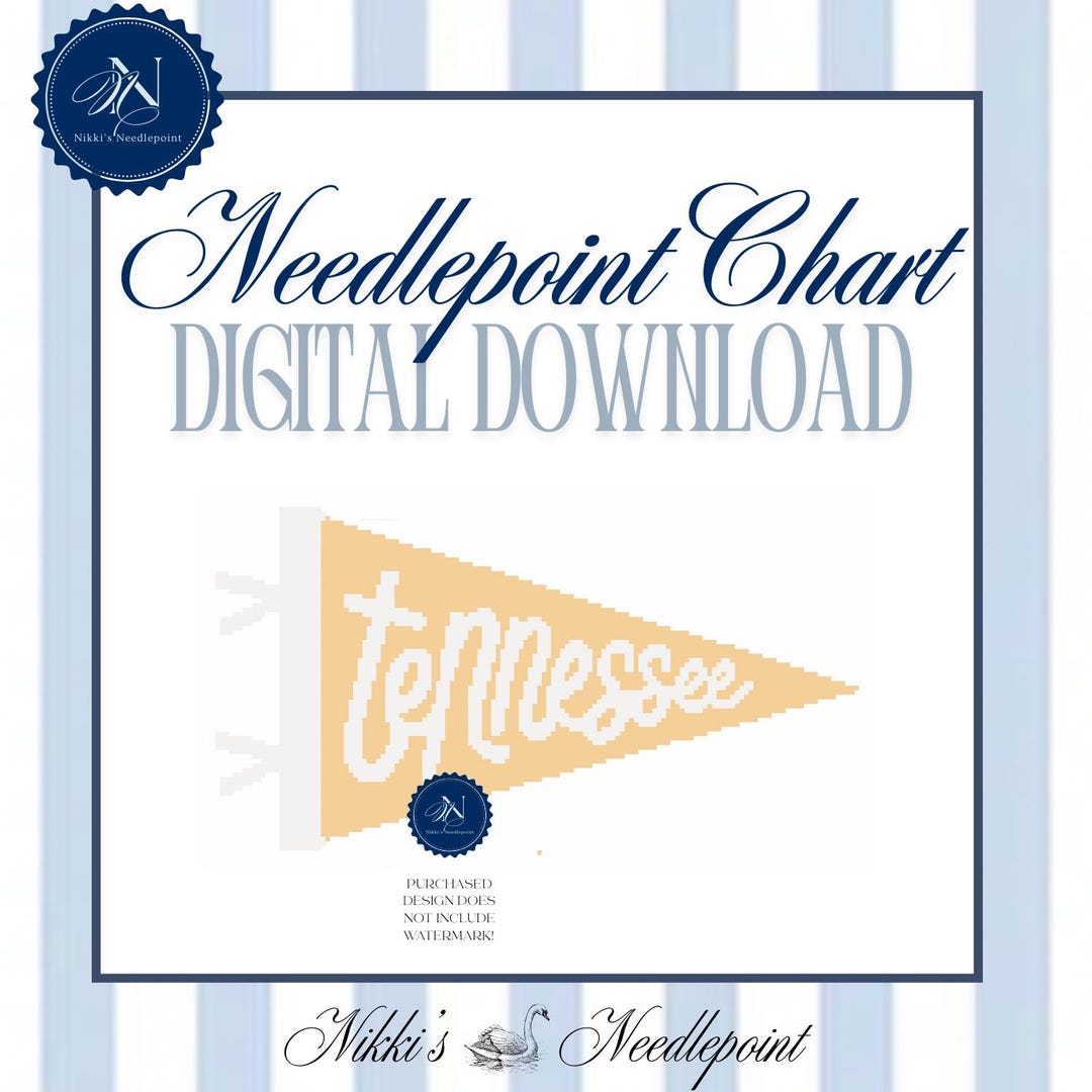 Tennessee Pennant Flag | Needlepoint Pattern | 13 Mesh | Digital Chart ...