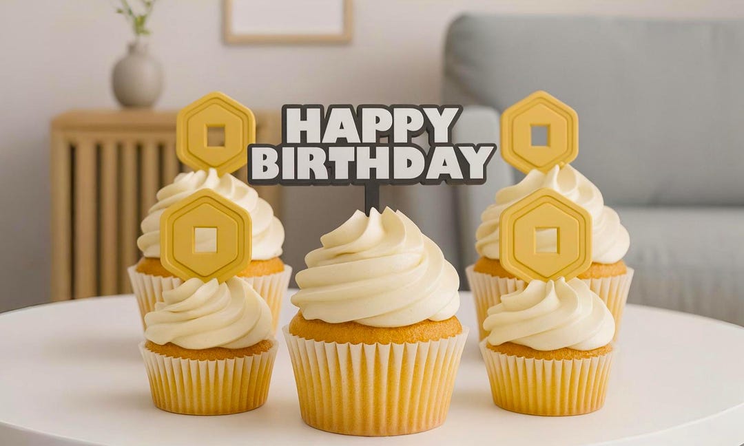 Custom Roblox Style Cupcake Topper Set – Name & Robux Coins – Gamer ...