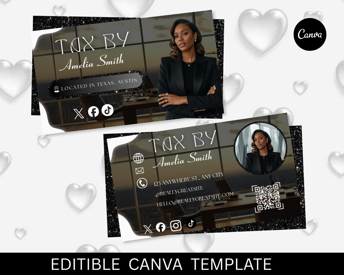 Tax Business Card Template | Professional Tax Card | Editable Canva ...