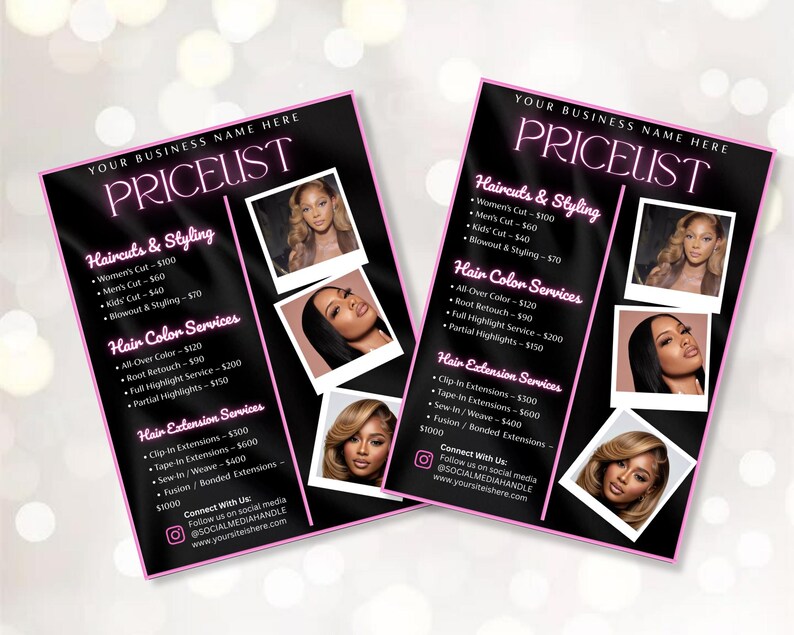 Editable Salon Price List Template: Hair, Makeup, Lashes (canva) - Etsy