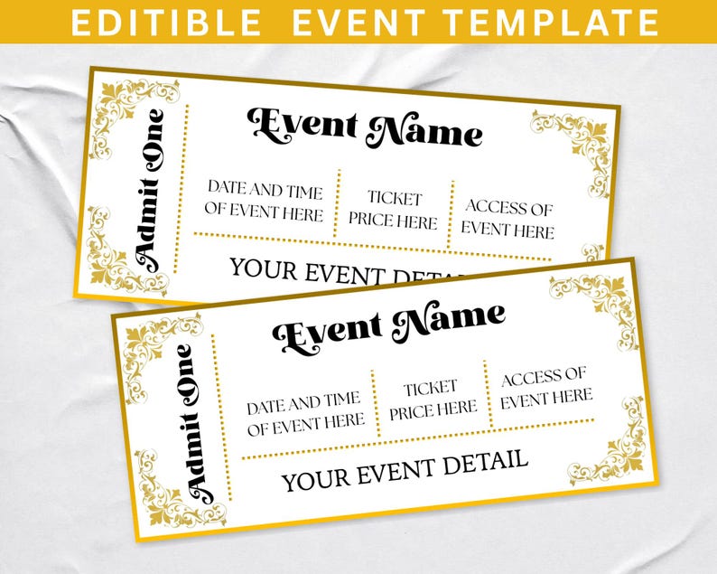 Editable Event Ticket Template: Printable Surprise Gift (instant ...