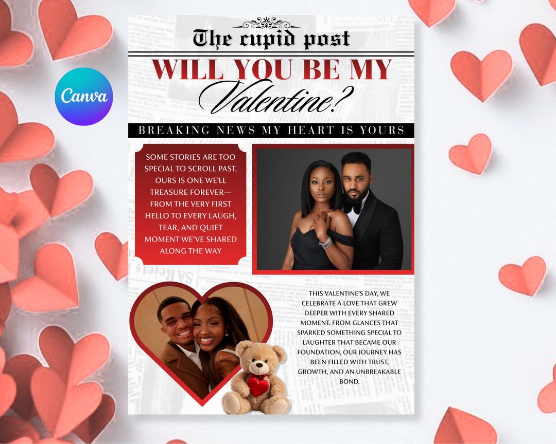 Valentine's Cupid Post Newspaper Template: Valentine Flower Wrap Insert ...
