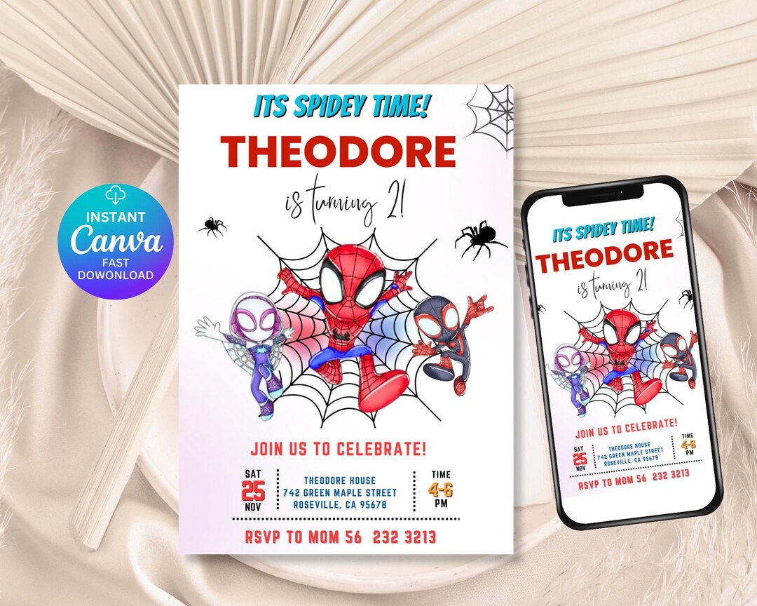 Spidey and His Amazing Friends Birthday Invitation Digital Printable ...