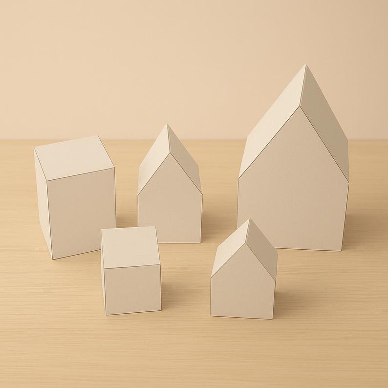 Paper House Templates – 3D Village Craft Set, 5 Designs (instant ...