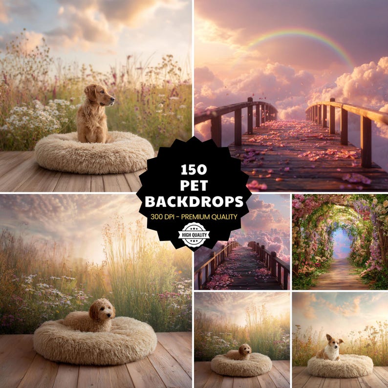 150 Pet Backdrops Bundle, Dog Cat Photography Backgrounds, Digital ...
