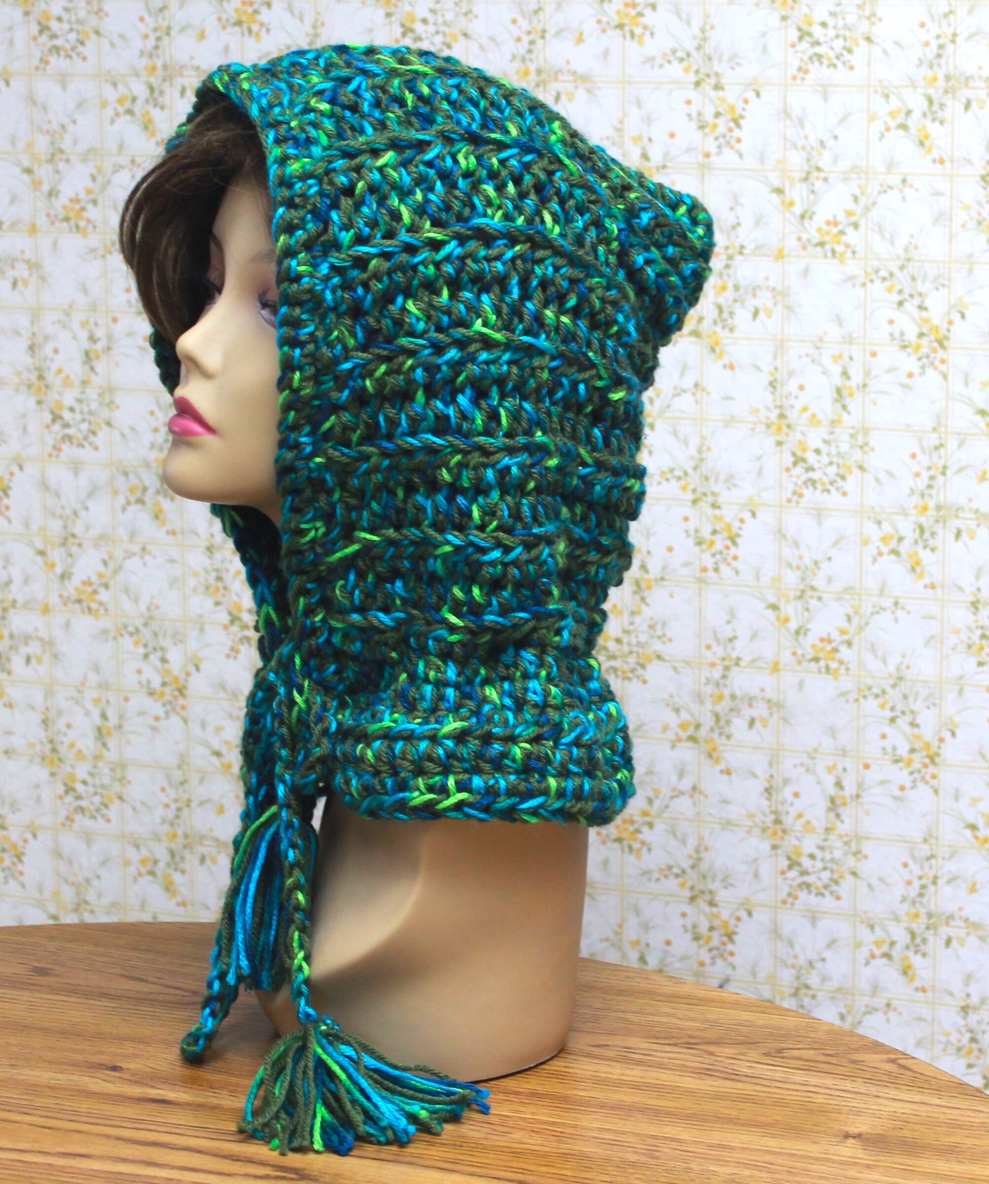Oversized Hood, Hooded Cowl, Chunky Hood, Hooded Scarves, Tassels Hood Crochet Adult Pixie Hood ...